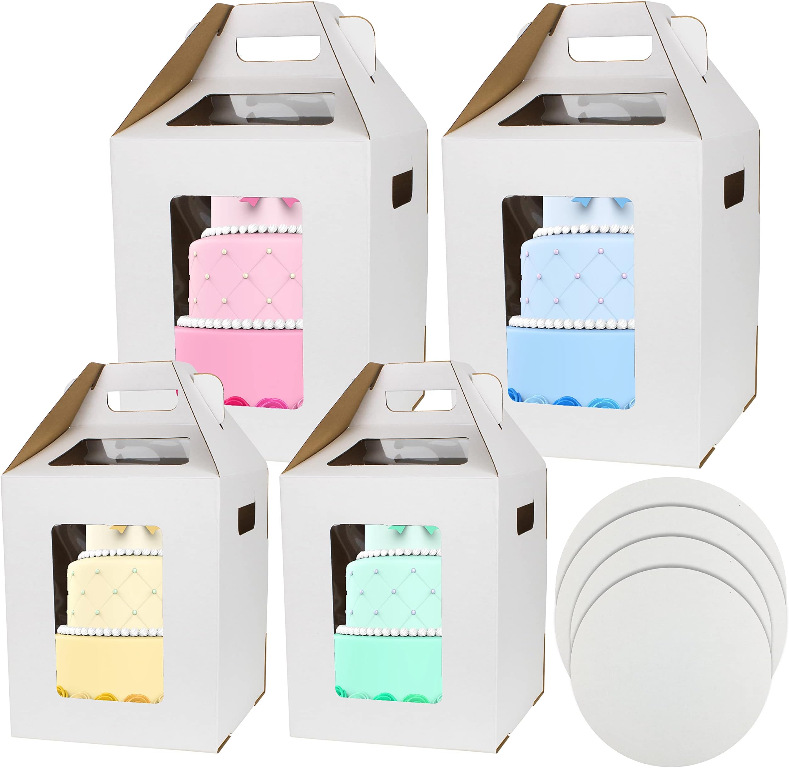 Amazon.com: CAKINBOX Tall Cake Boxes with window and Cake Boards in 2 ...