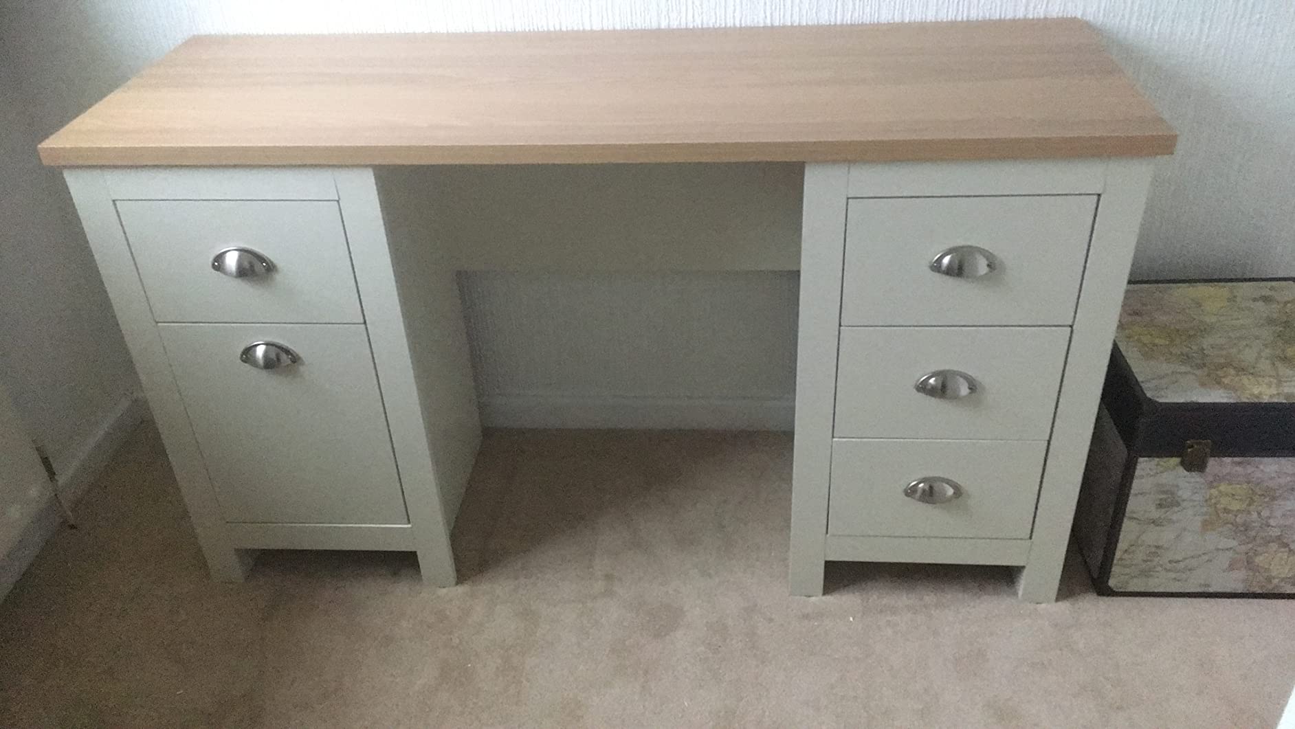 GFW Study Desk, Cream, H-75cm x W-135cm x D-45cm : Amazon.co.uk: Home ...