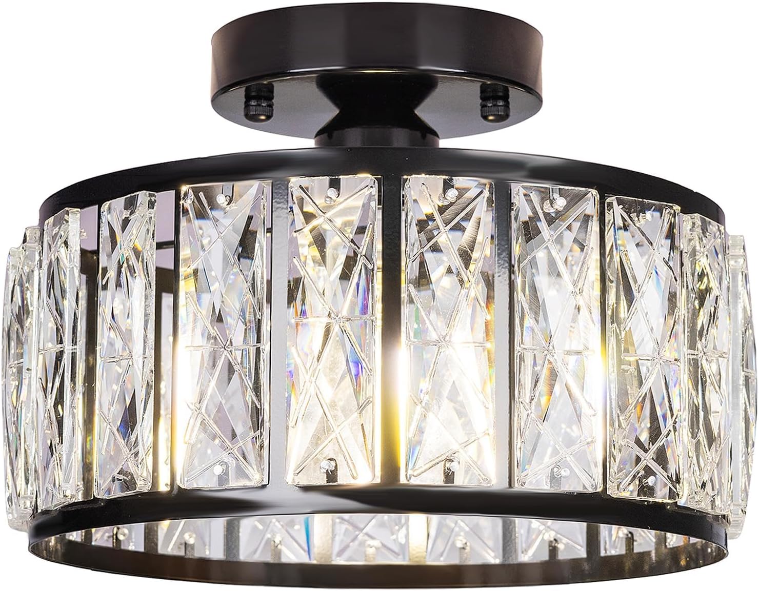 Black Crystal Ceiling Light,Modern Flush Mount Ceiling Light Fixture ...