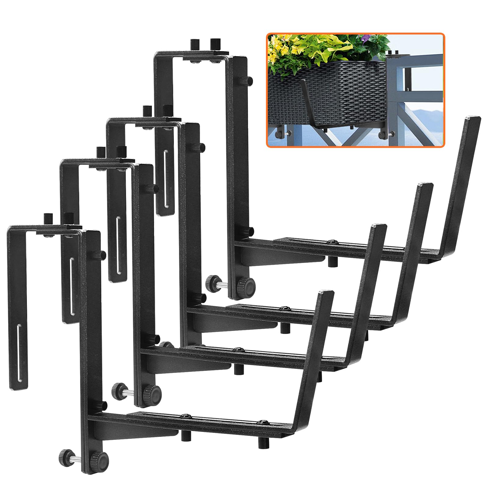 Snapklik.com : 4 Pcs Adjustable Railing Planter Boxes Brackets,Heavy ...