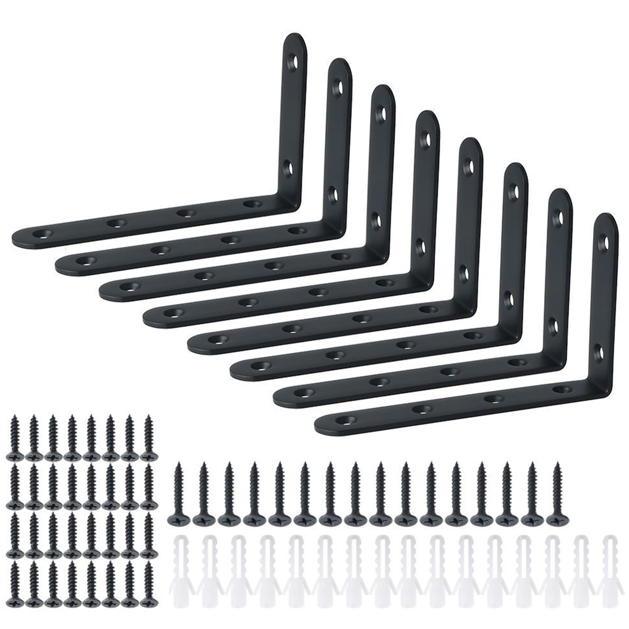 Snapklik.com : Alise 8 Pack Floating Shelf Brackets,Black Heavy Duty L ...