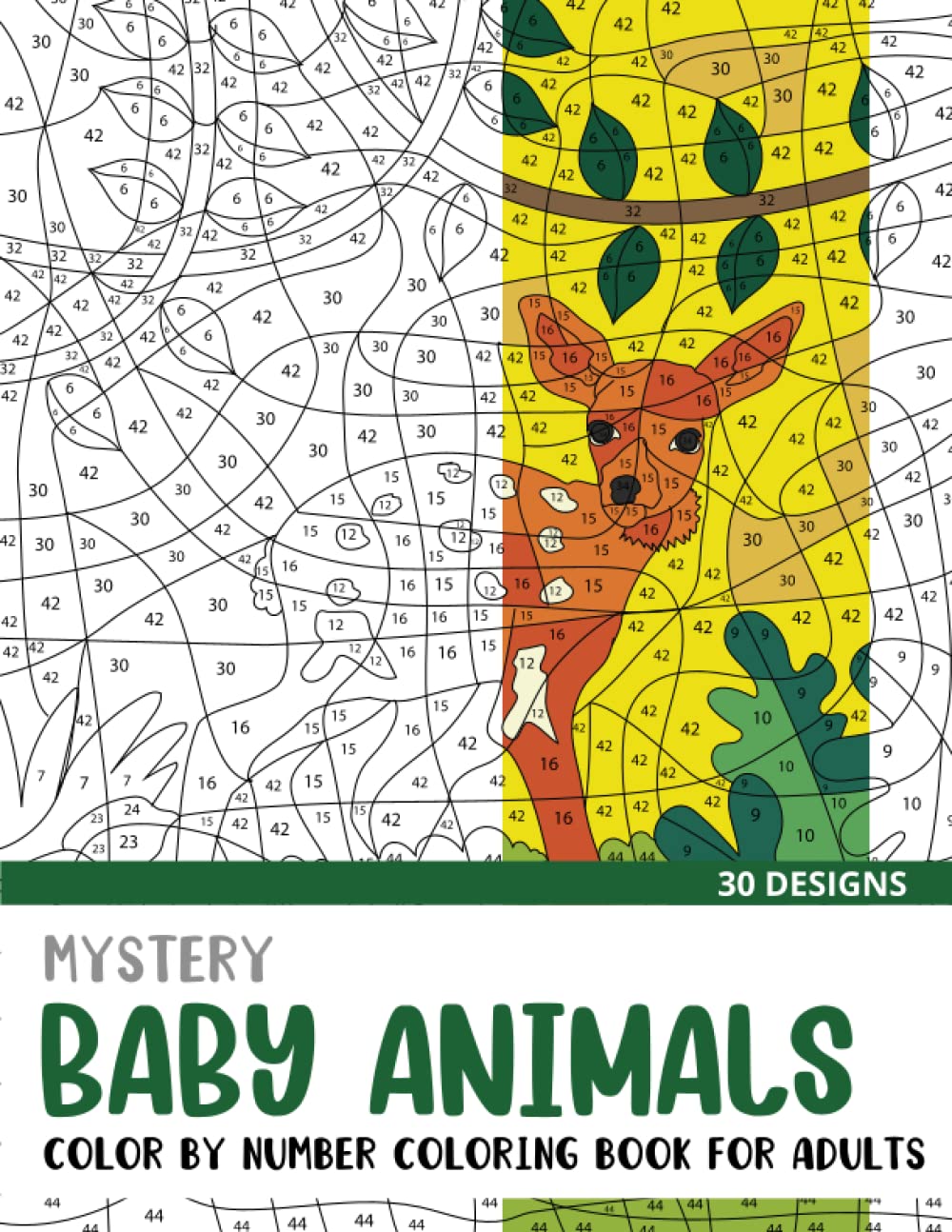 Mystery Baby Animals Color By Number Coloring Book For Adults ...