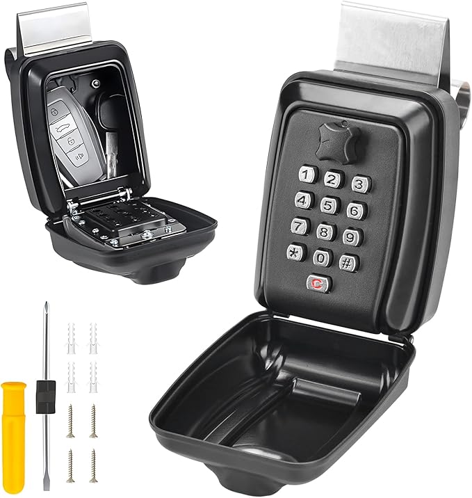 Vizgifin Car Window Key Safe,Updated Key Lock Box Outdoor,Key Safe Wall ...