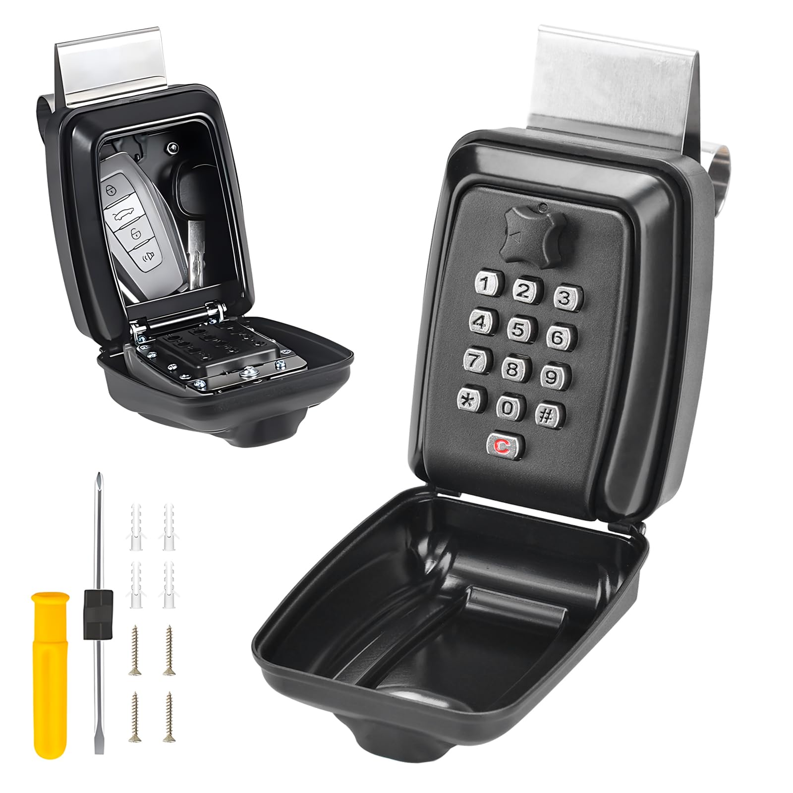 Vizgifin Car Window Key Safe,Updated Key Lock Box Outdoor,Key Safe Wall ...