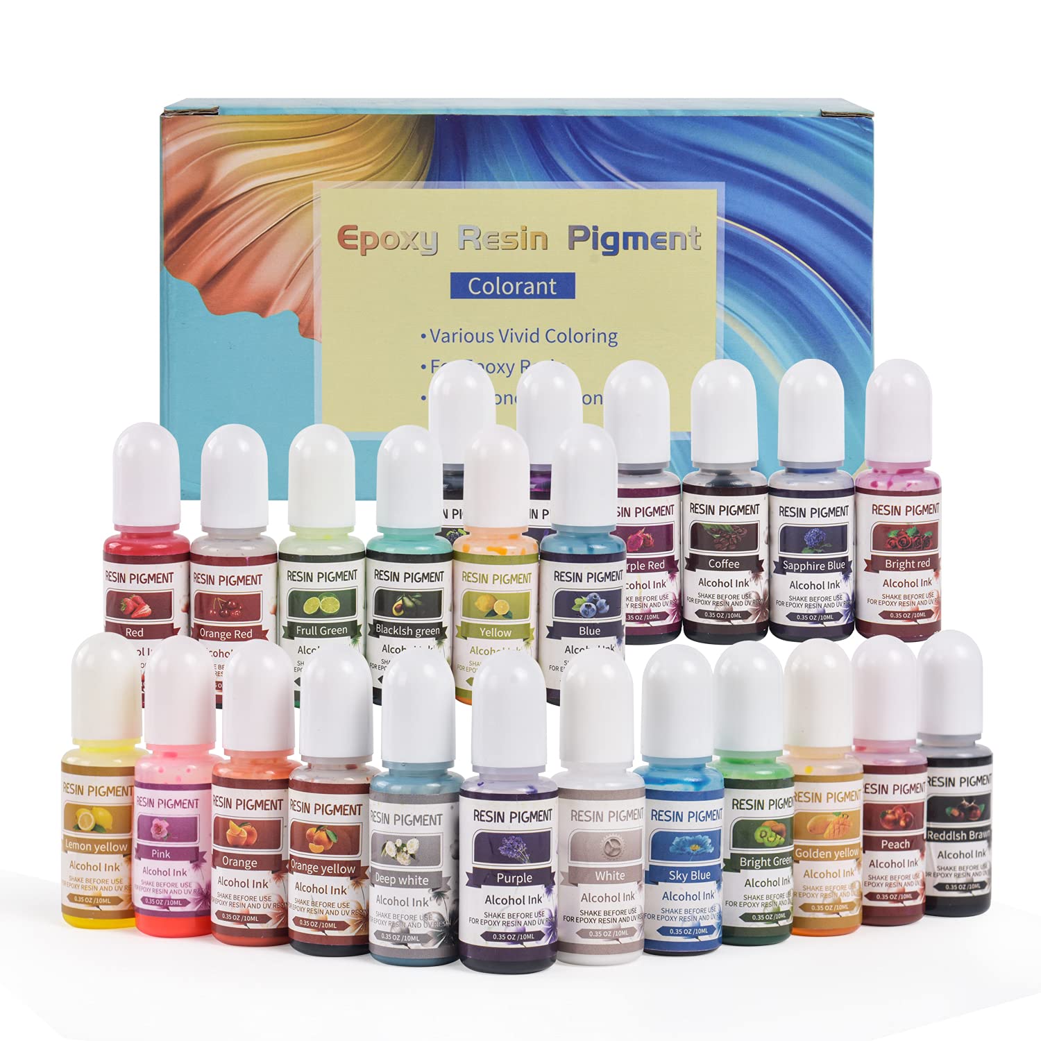 Alcohol Ink Set 24 Vibrant Colors High Concentrated Resin Pigment ...