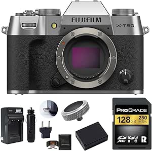 Amazon.com : FUJIFILM X-T50 Mirrorless Camera Body Bundle, Includes: ProGrade Digital 128GB UHS ...