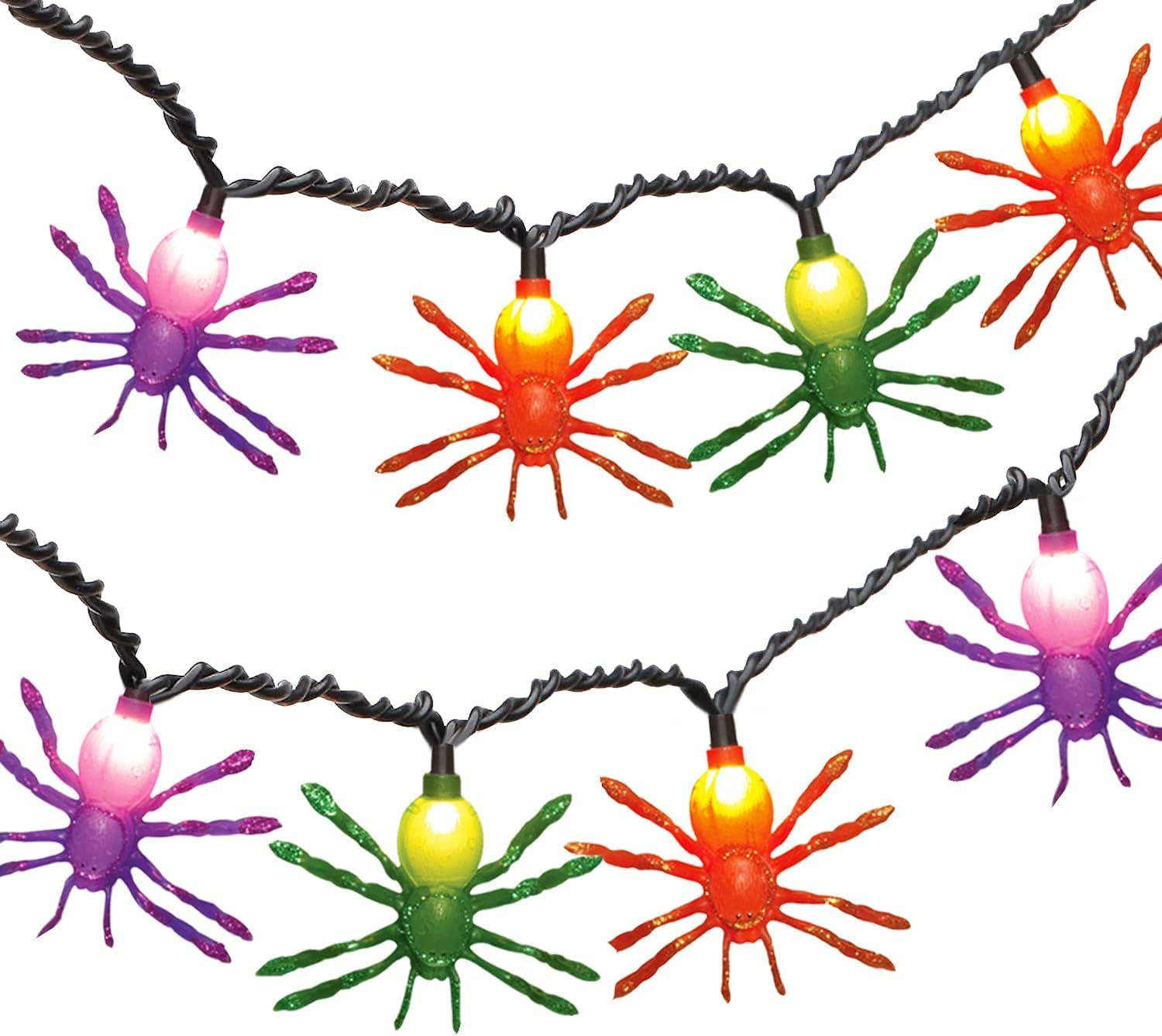 Couah Halloween Lights,8.5 Ft Spider String Lights with 10 Spider ...