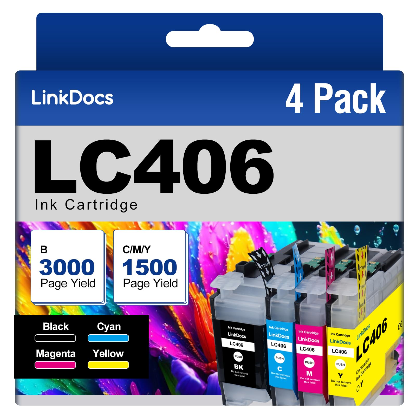Amazon.com: LinkDocs LC406 Ink Cartridges for Brother Printer ...