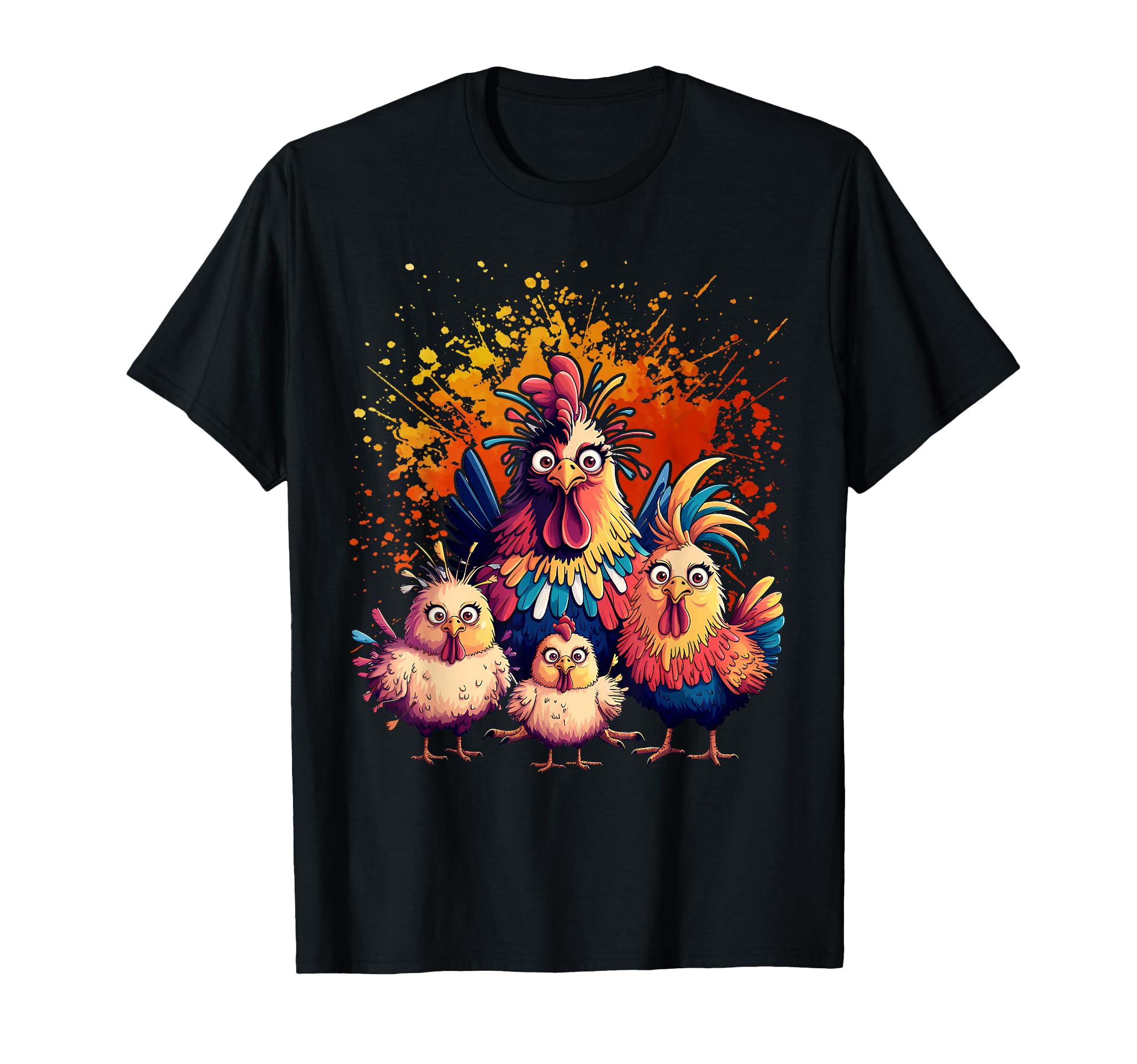 Amazon.com: Colorful Funny Chicken Art T-Shirt : Clothing, Shoes & Jewelry