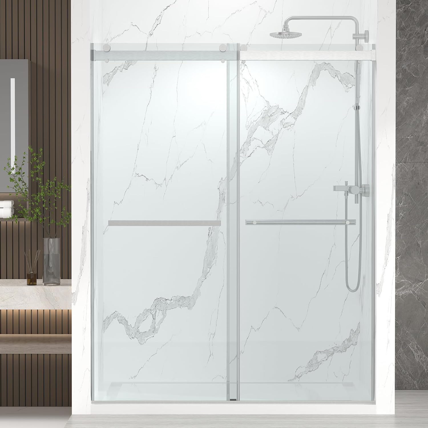 ENSO SENKA 56-60” x 76” Frameless Shower Door, 5/16" (8mm) Clear SGCC ...