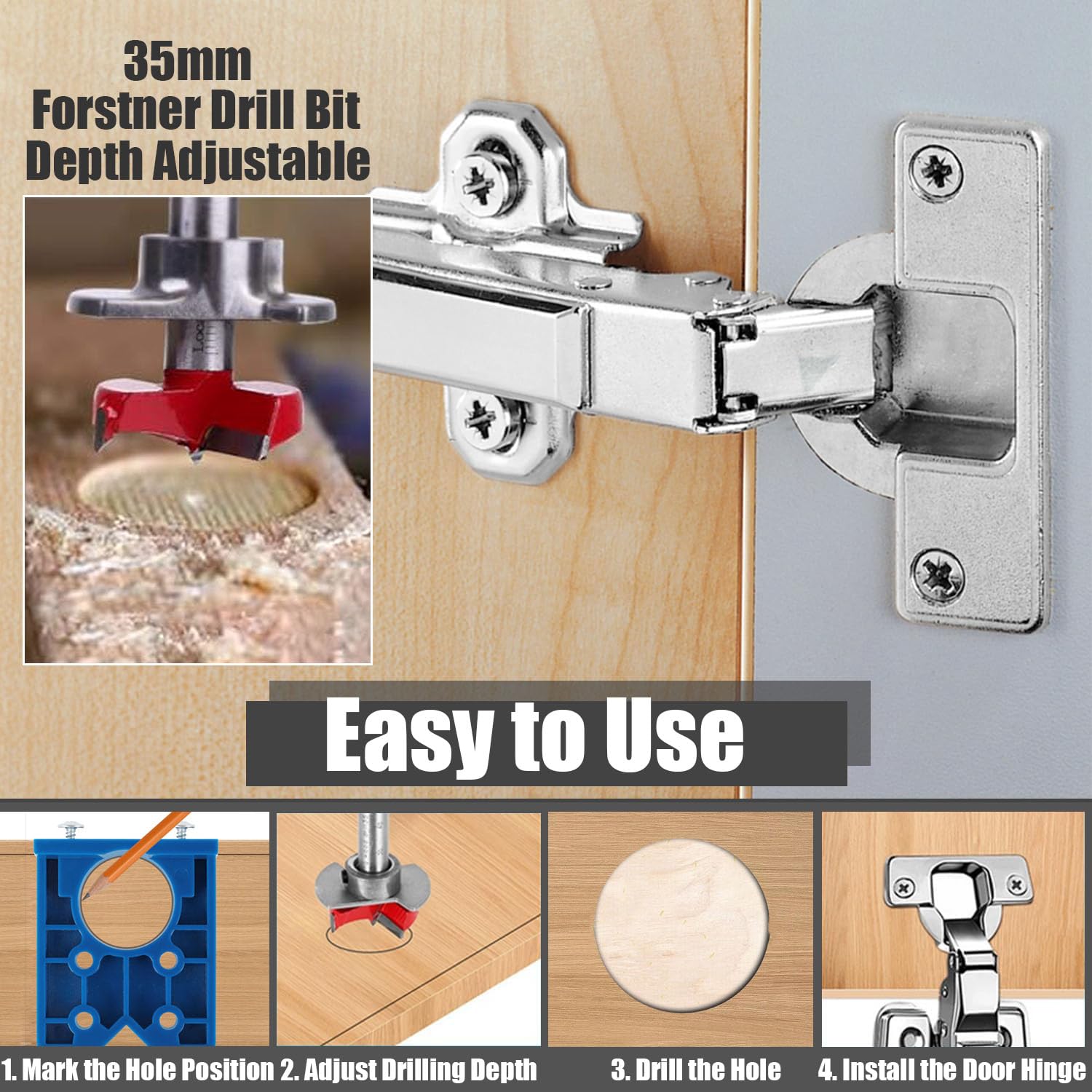 Snapklik.com : Yakamoz 35mm Concealed Hinge Jig Kit - Adjustable Depth ...