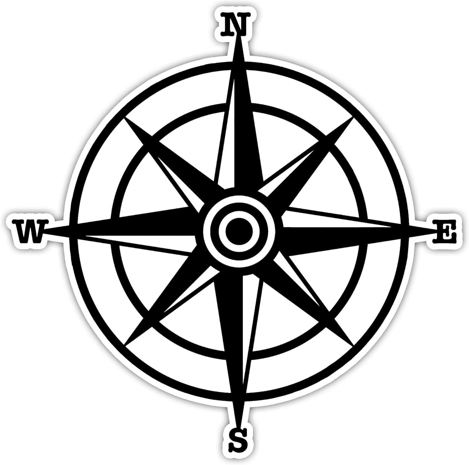 Amazon.com - Compass Nautical Star Sticker - NSWE Vinyl Black and White ...
