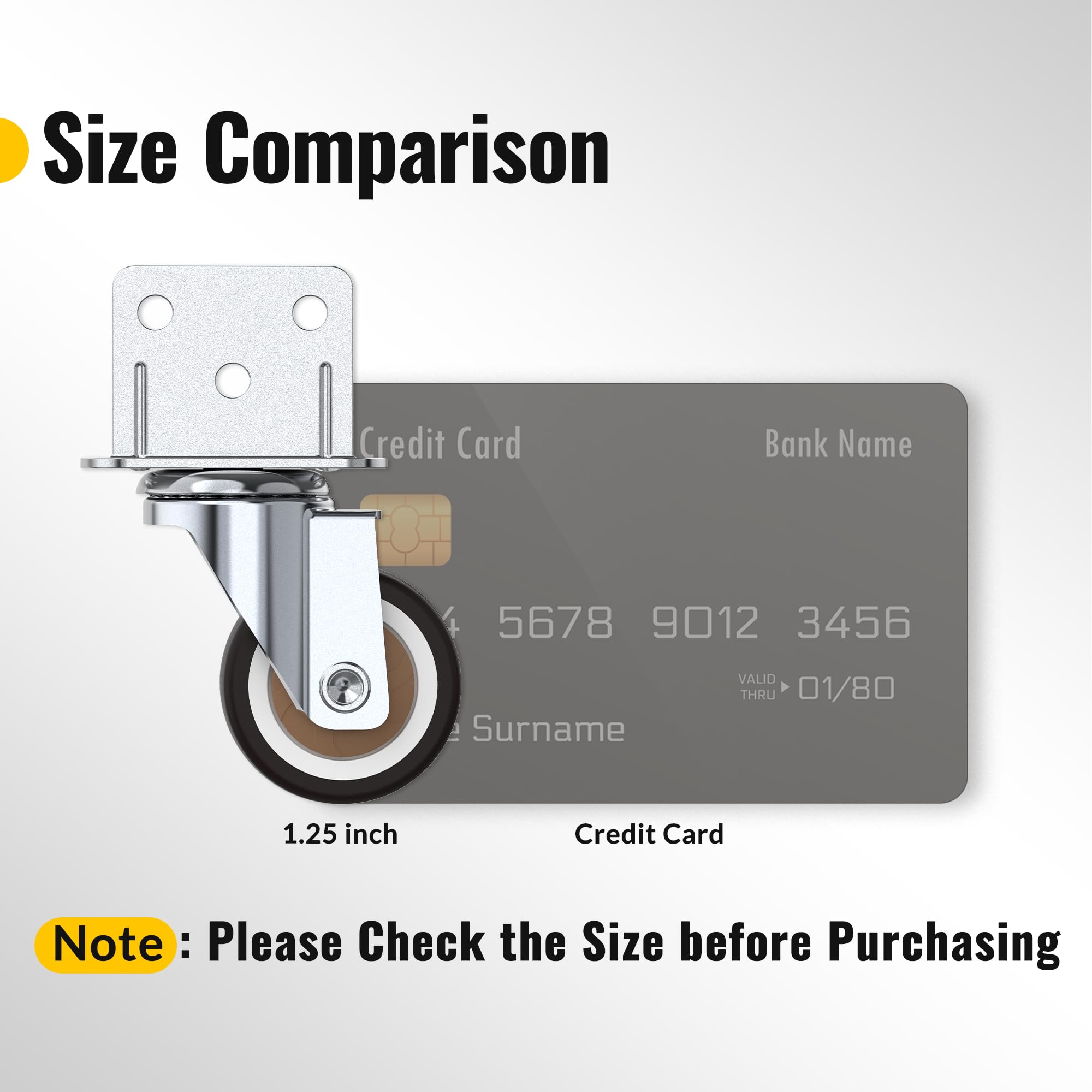 Snapklik.com : HOLKIE 1.25 Inch Side Mount Casters Sets 4 Loads Up To ...