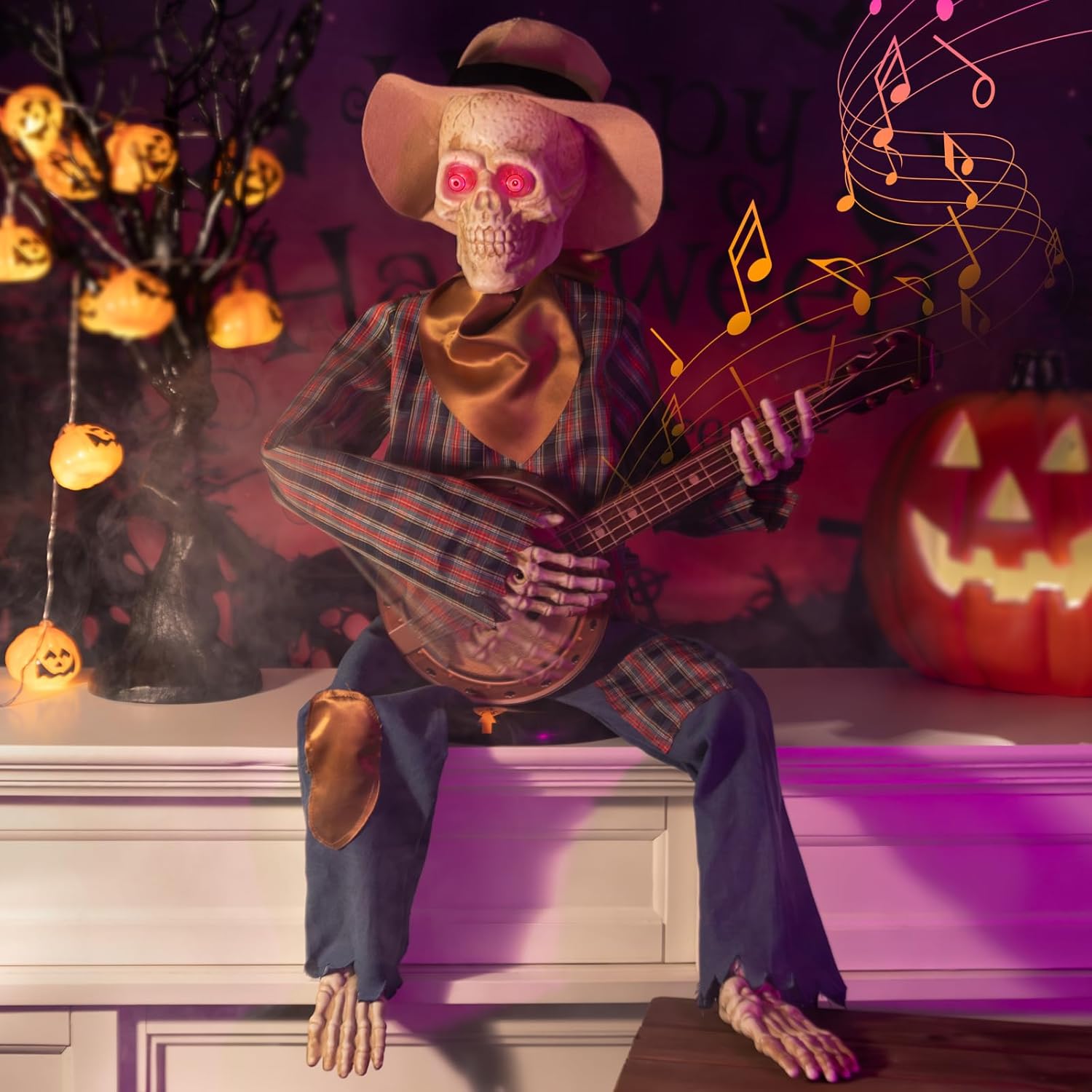Amazon.com: Halloween Decorations Banjo Playing Skeleton, 3.2 ft ...