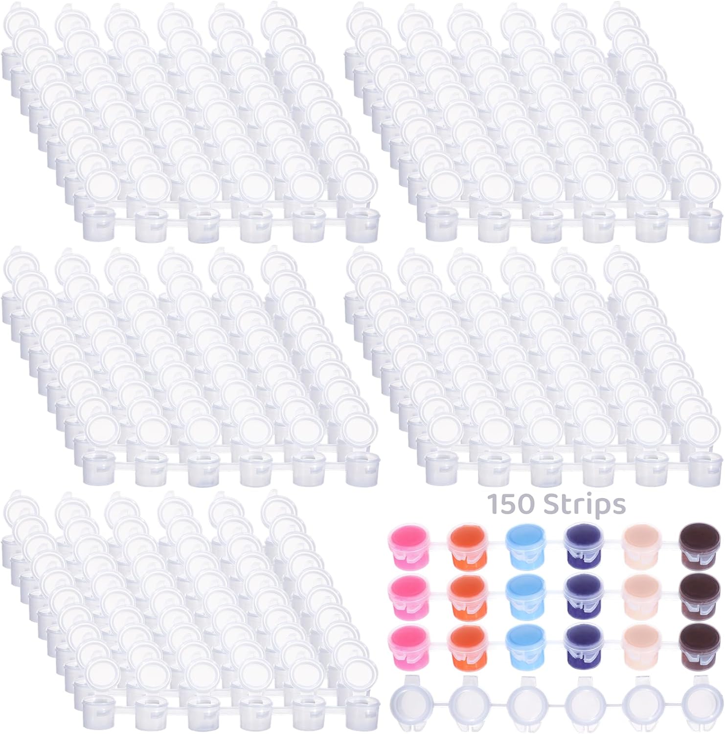 Amazon.com: 150 Strips Mini Empty Paint Cups, 900 PCS Paint Cup Pots ...