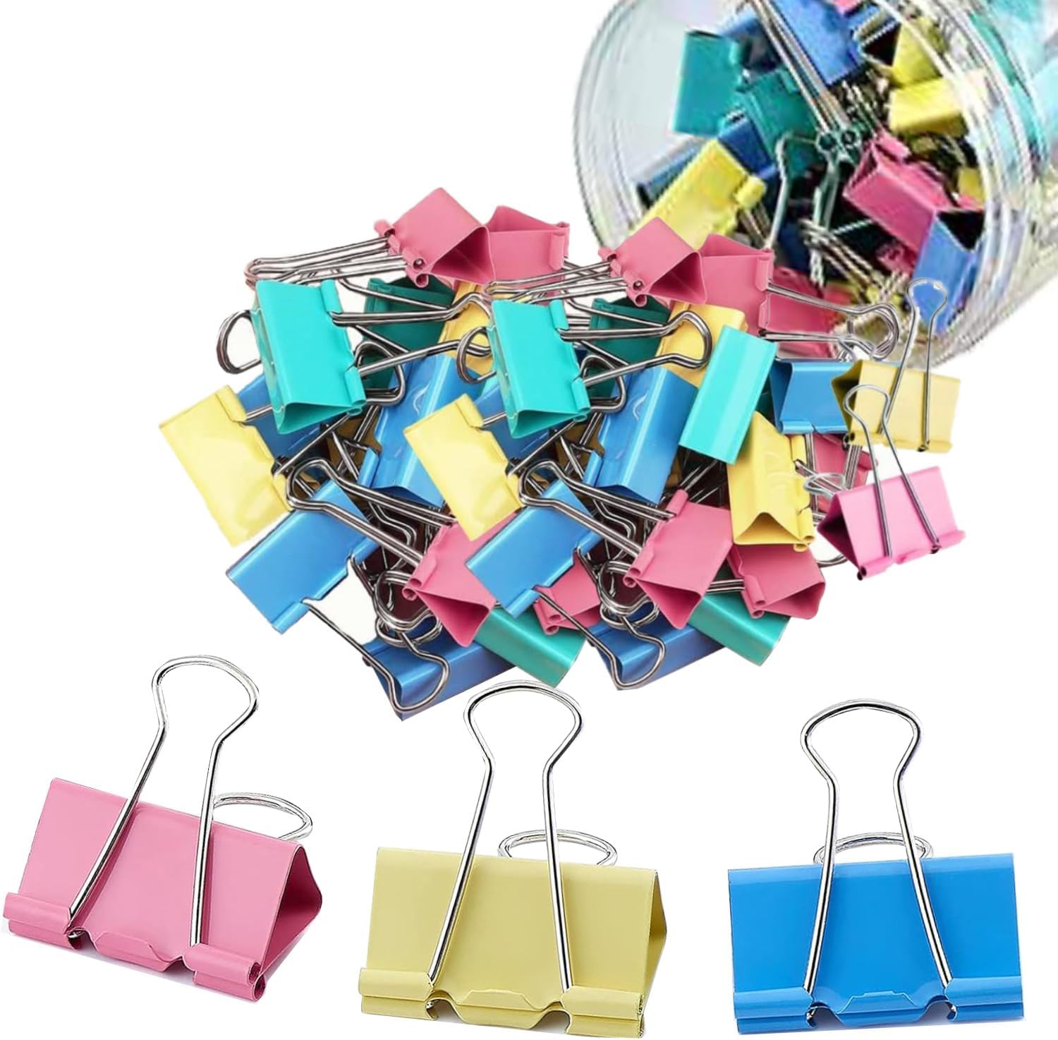 24pcs Binder Clips, 32mm/1.25in Binder Clips Medium, Colorful Binder ...