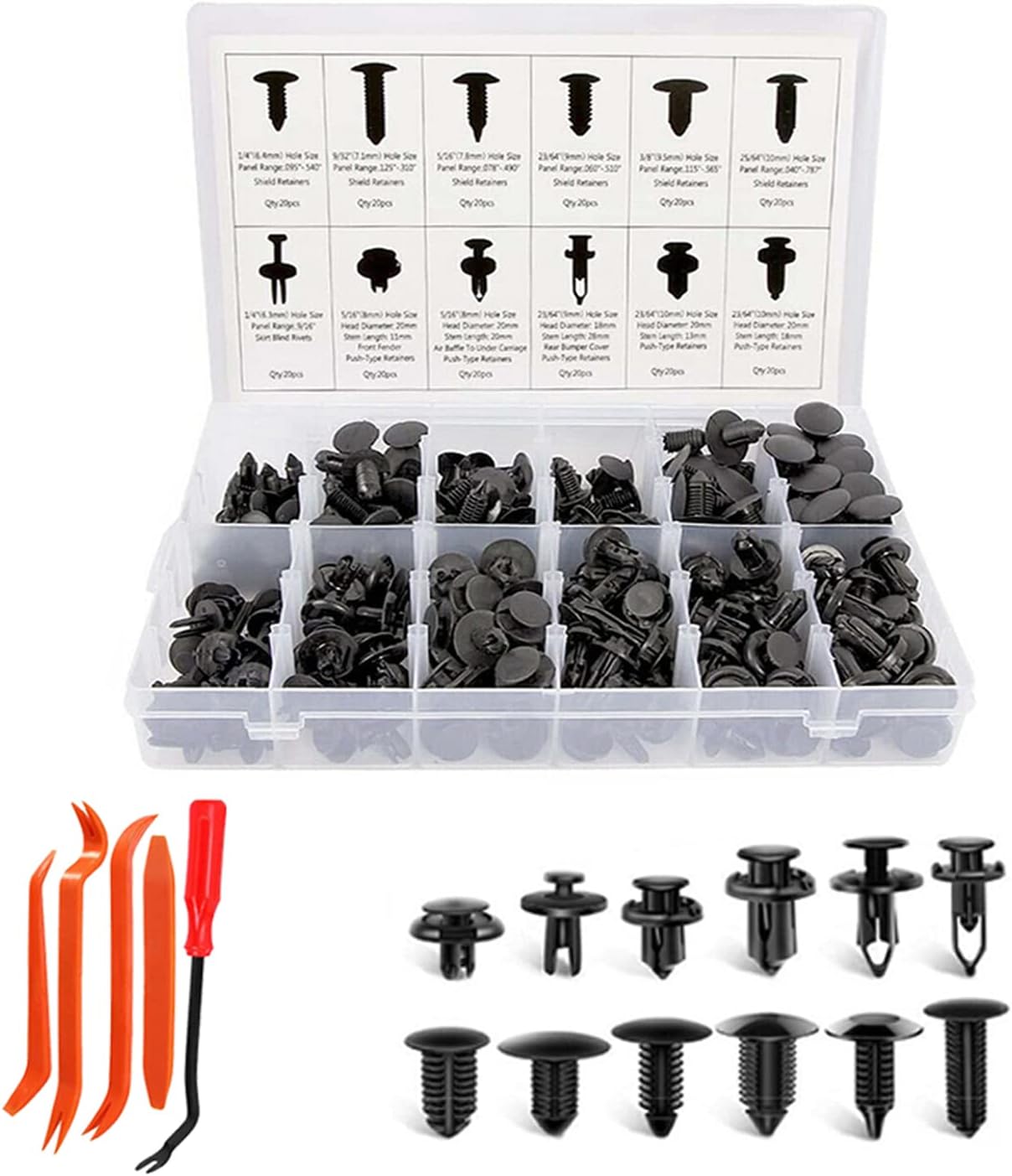 JHuiSS 240 Pzs Grapas Automotrices Universal Auto Clips de Nylon Negro ...