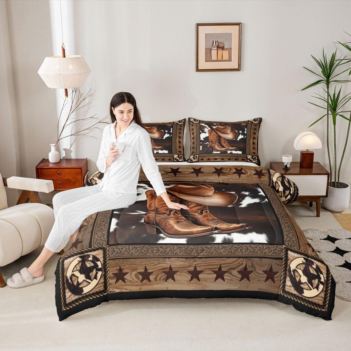 Amazon.com: Manfei Western Cowboy Comforter Set King Size,Western Texas ...