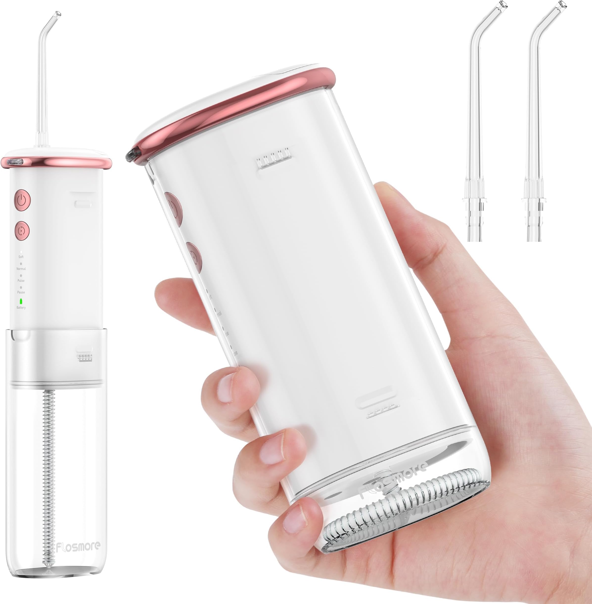 Amazon.com: Portable Water Flosser for Teeth - Flosmore 4 Modes Water ...