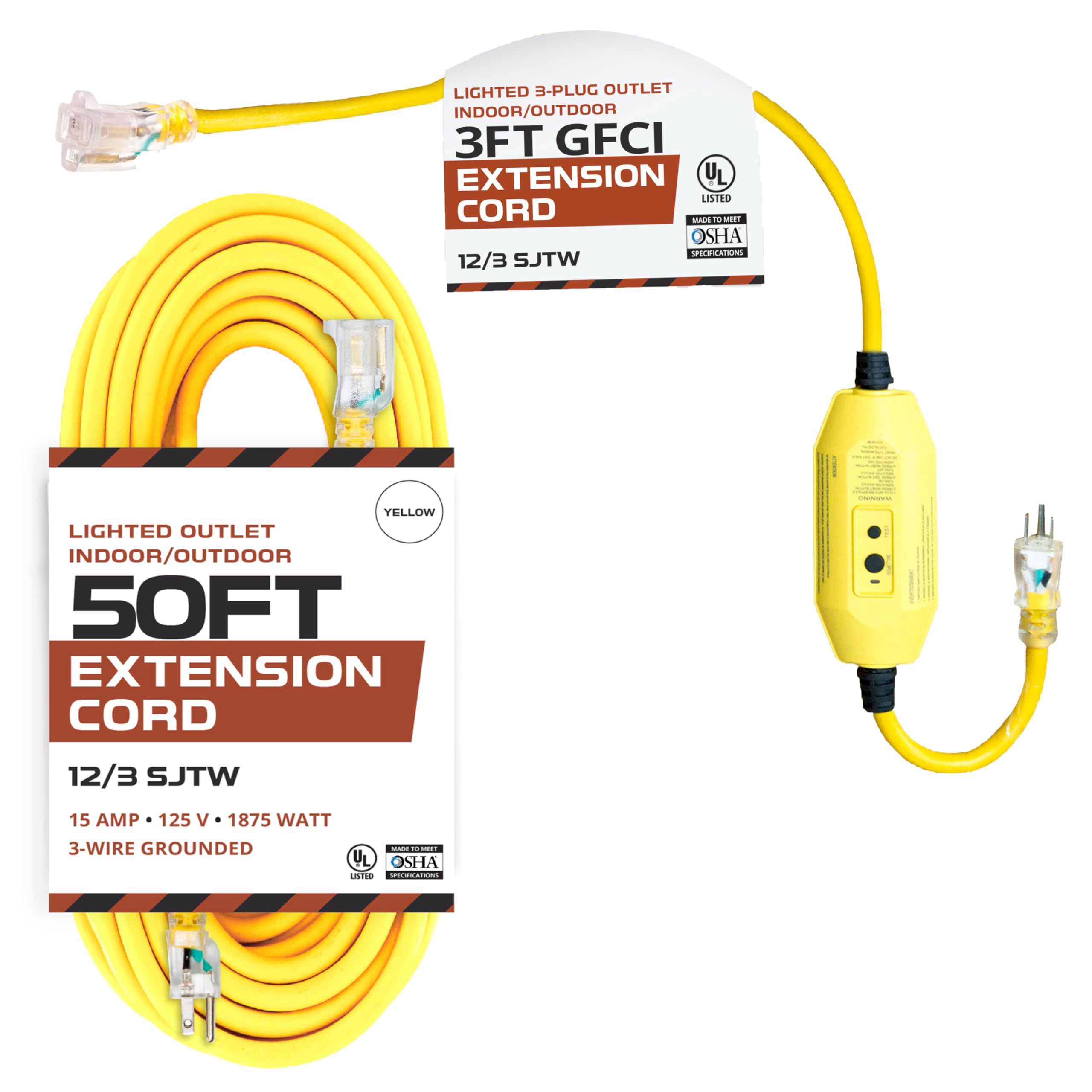 Iron Forge Cable 3 Foot Automatic GFCI Extension Cord Outdoor with ...