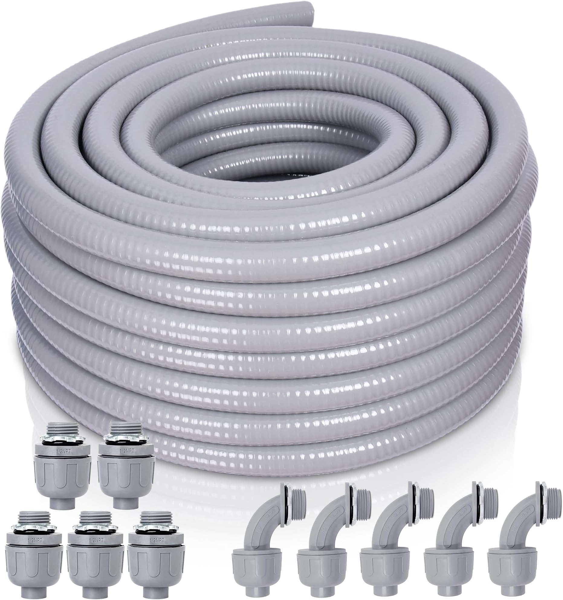 Hosuly 35 ft Electrical Liquid Tight Conduit and Connector Kit Flexible ...
