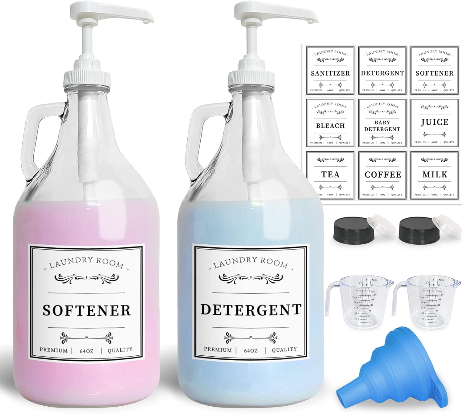 LIKAJON Glass Liquid Laundry Detergent Dispenser for Laundry Room, 64 ...