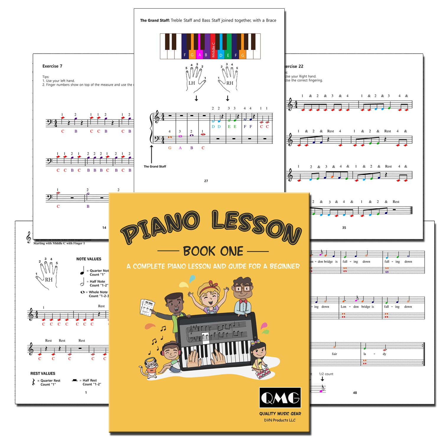 Snapklik.com : QMG Piano And Keyboard Note Chart And Complete Color ...