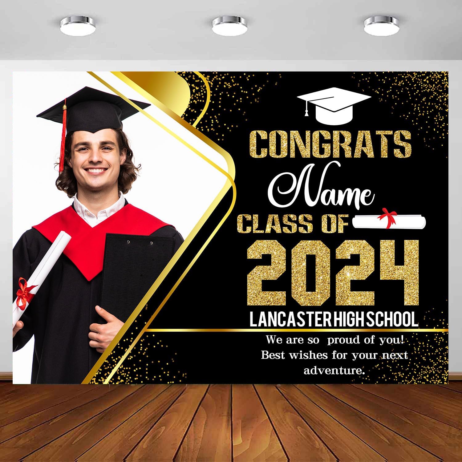 Amazon.com : Custom Graduation Backdrop, Class of 2024 Congratulations ...