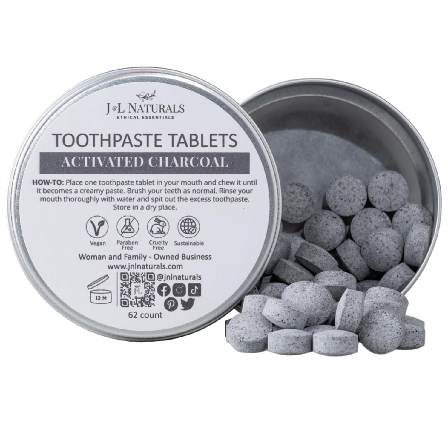 Amazon.com: J&L Naturals Toothpaste Tablets | 62-Pack Travel-Friendly ...