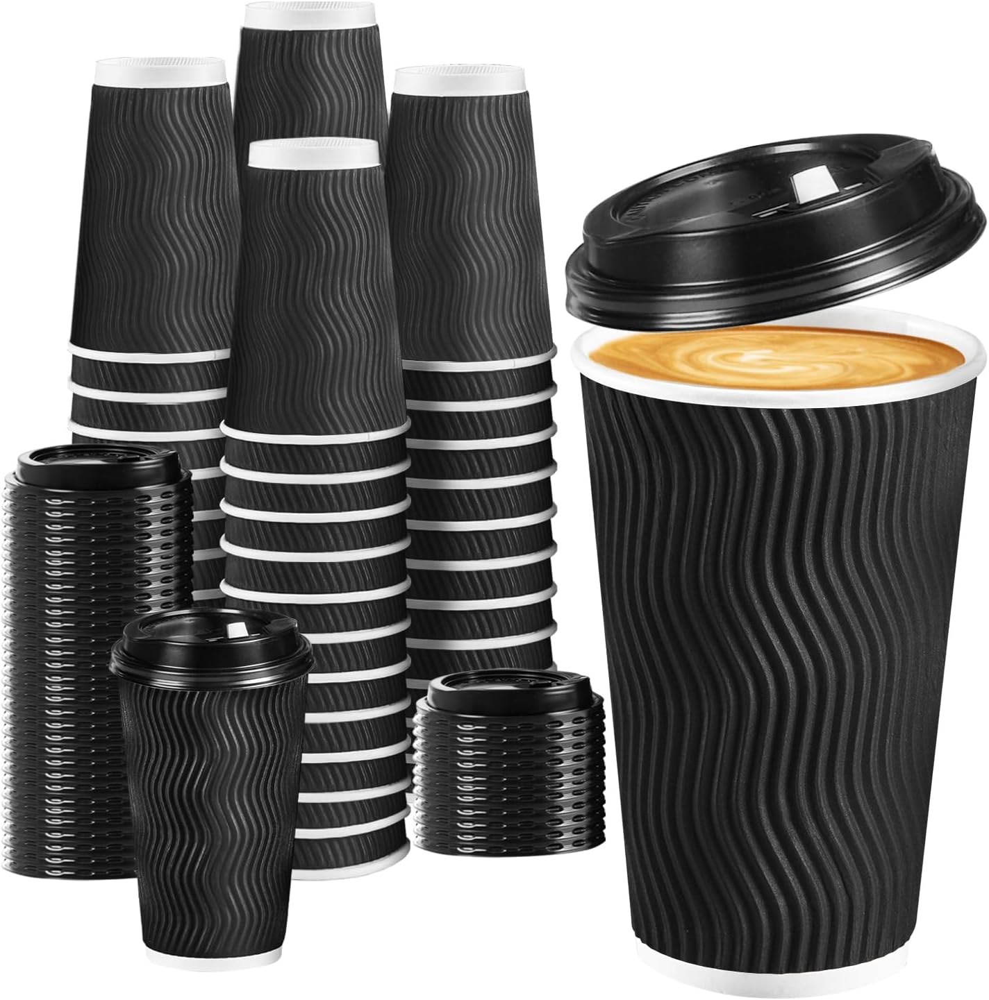 Amazon.com: Lamosi To go Coffee Cups with Lids, Disposable Coffee Cups ...