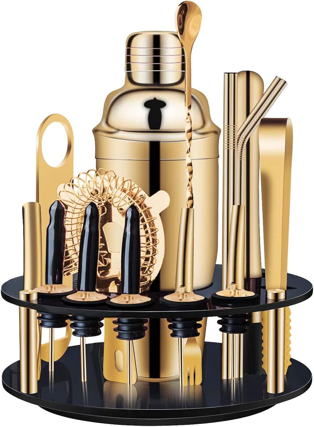 Amazon.com: X-cosrack 18-Piece Bar Set,Gold Cocktail Shaker Set for ...