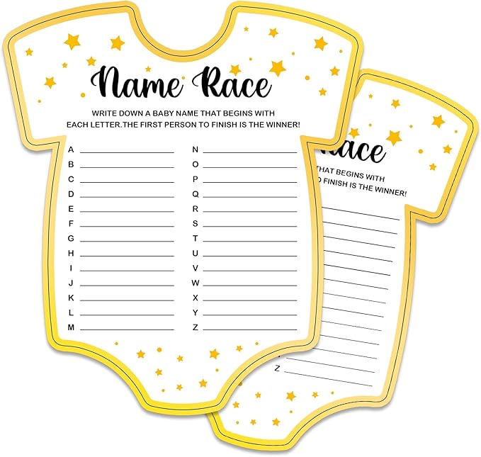 Amazon.com: Baby Shower Games, Name Race Game Cards, Fun Baby Shower ...