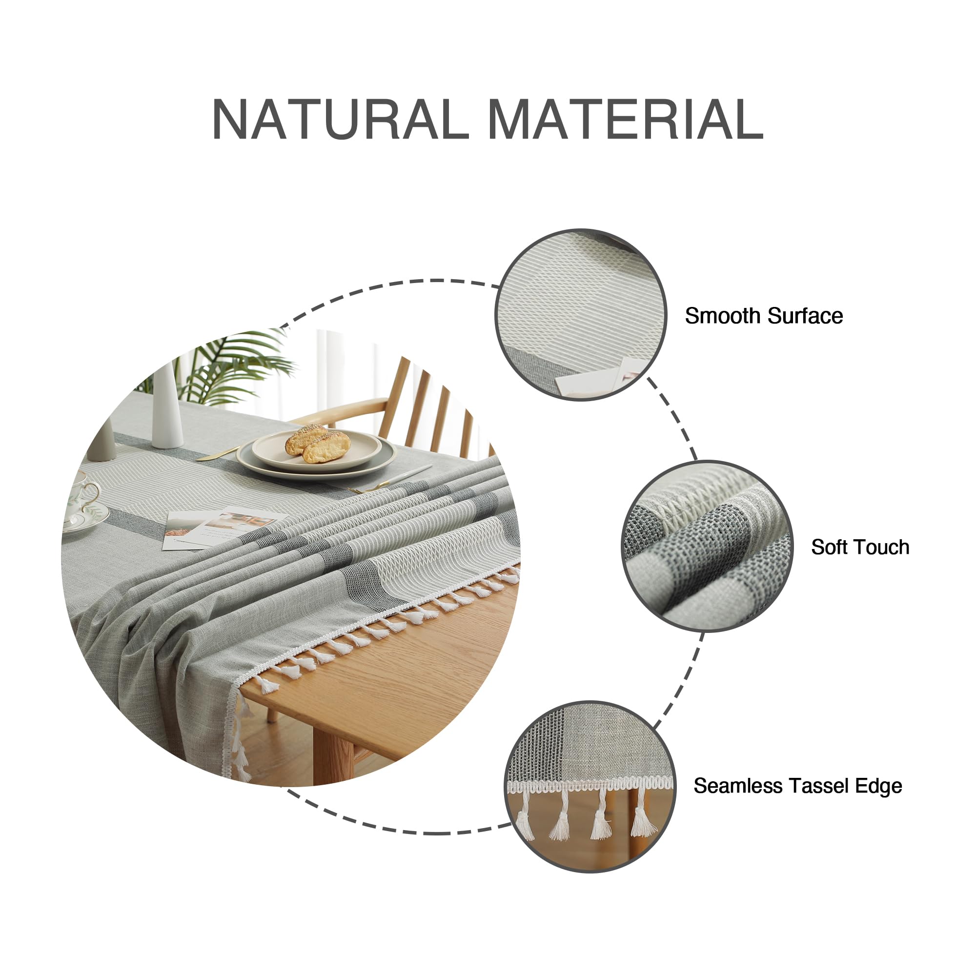 Oubonun Cotton Linen Rectangular Table Cloth, Wrinkle Resistant ...