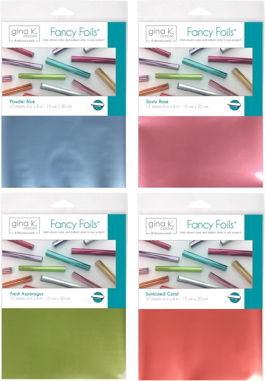 Amazon.com: Gina K Fancy Foil Matte Colors 6 x 8 inch Sheets - Powder ...