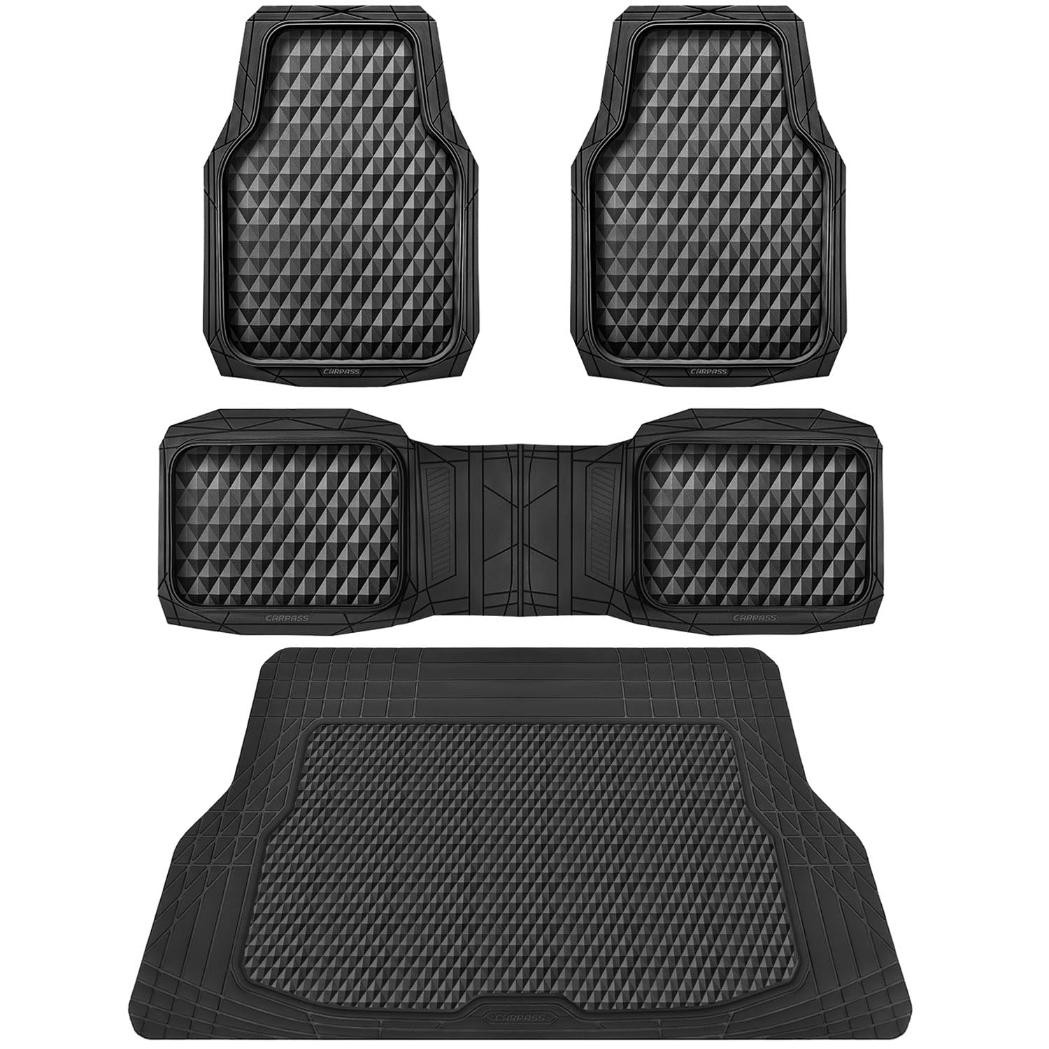 Amazon.com: CAR PASS Heavy Duty Rubber Black Car Floor Mats & Cargo ...