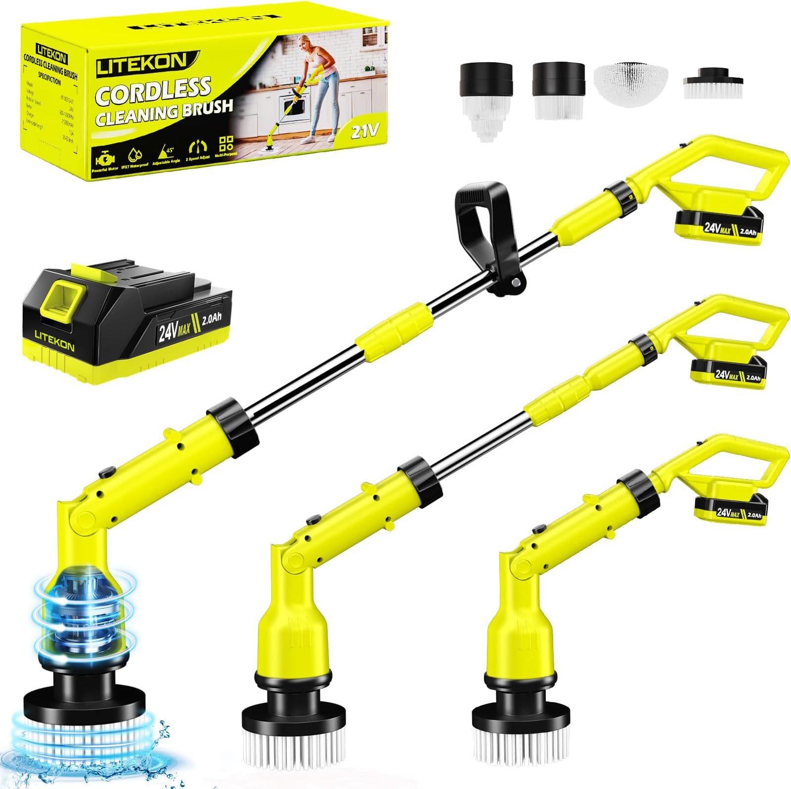 Amazon.com: ONE+ 18V Cordless Compact Power Scrubber Kit with 2.0 Ah ...