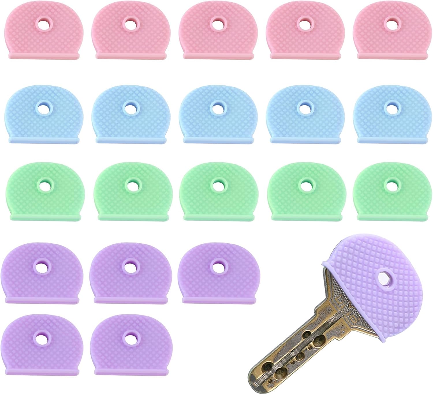 20 Pcs Key Covers Caps, Key Toppers Tags Set Key Identifier Caps Rubber ...