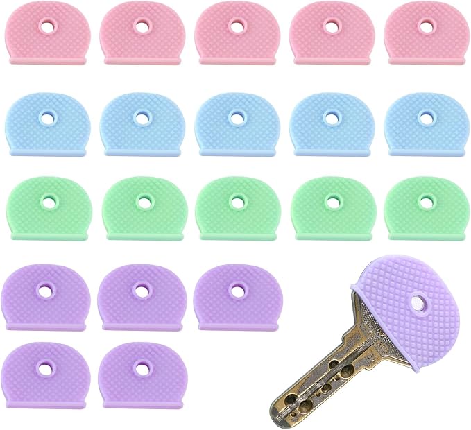 20 Pcs Key Covers Caps, Key Toppers Tags Set Key Identifier Caps Rubber ...