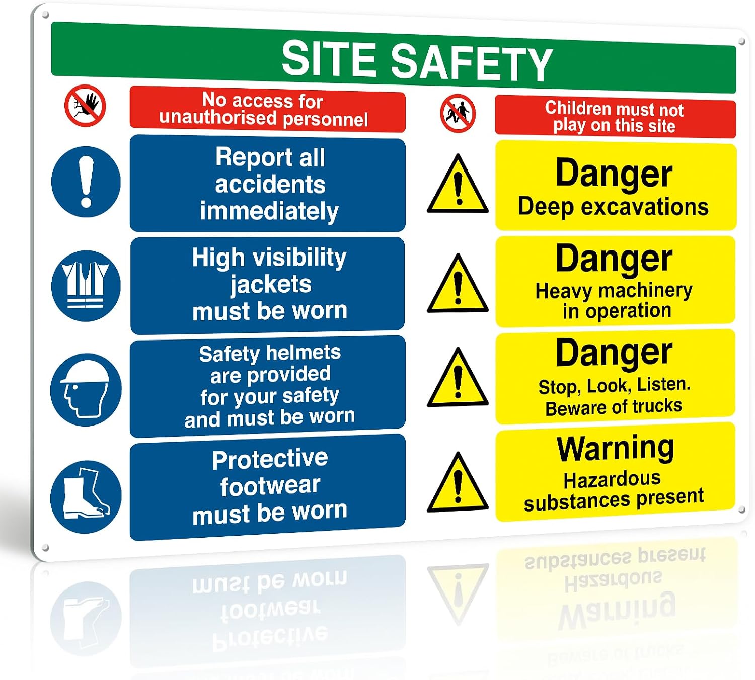 Site Safety Signs for Construction Areas - 600mm x 400mm - Health and ...