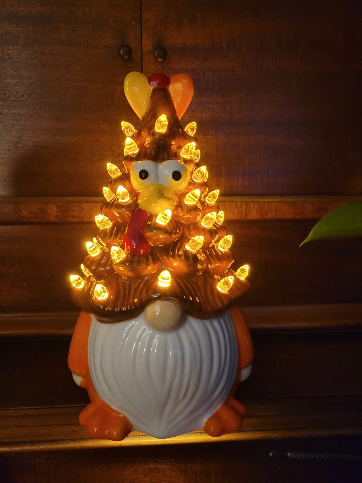 Amazon.com: Hexagram Ceramic Turkey Gnome Lighted Tree Table Decor ...
