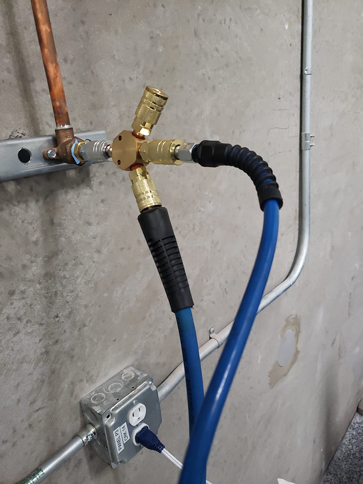 JMCUHYD Air Manifold, 3 Way 4 Port Air Hose Splitter With Industrial ...