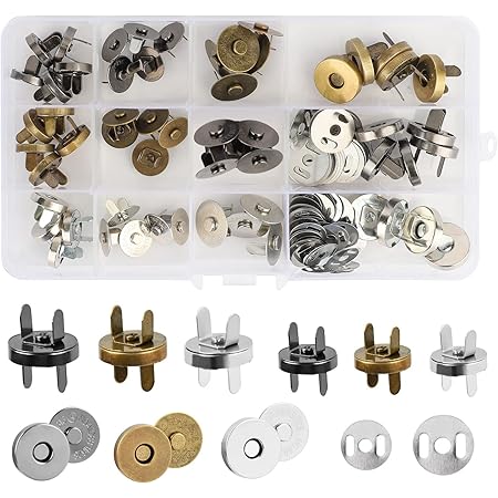 48 Set Magnetic Buttons Clasps Snap Buttons Fasteners Metal 14mm 18mm ...