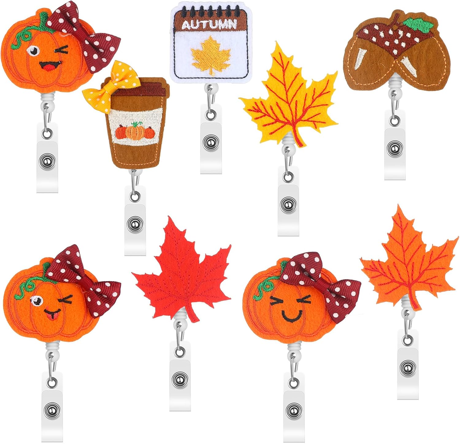 Amazon.com : Tondiamo 9 Pcs Fall Badge Reel with Clip Felt Nurse ID ...