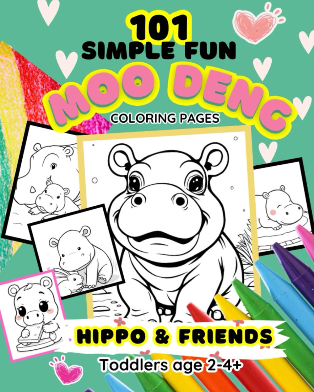 101 Simple Fun Moo Deng Coloring Pages for Toddlers : Baby Pygmy Hippo ...