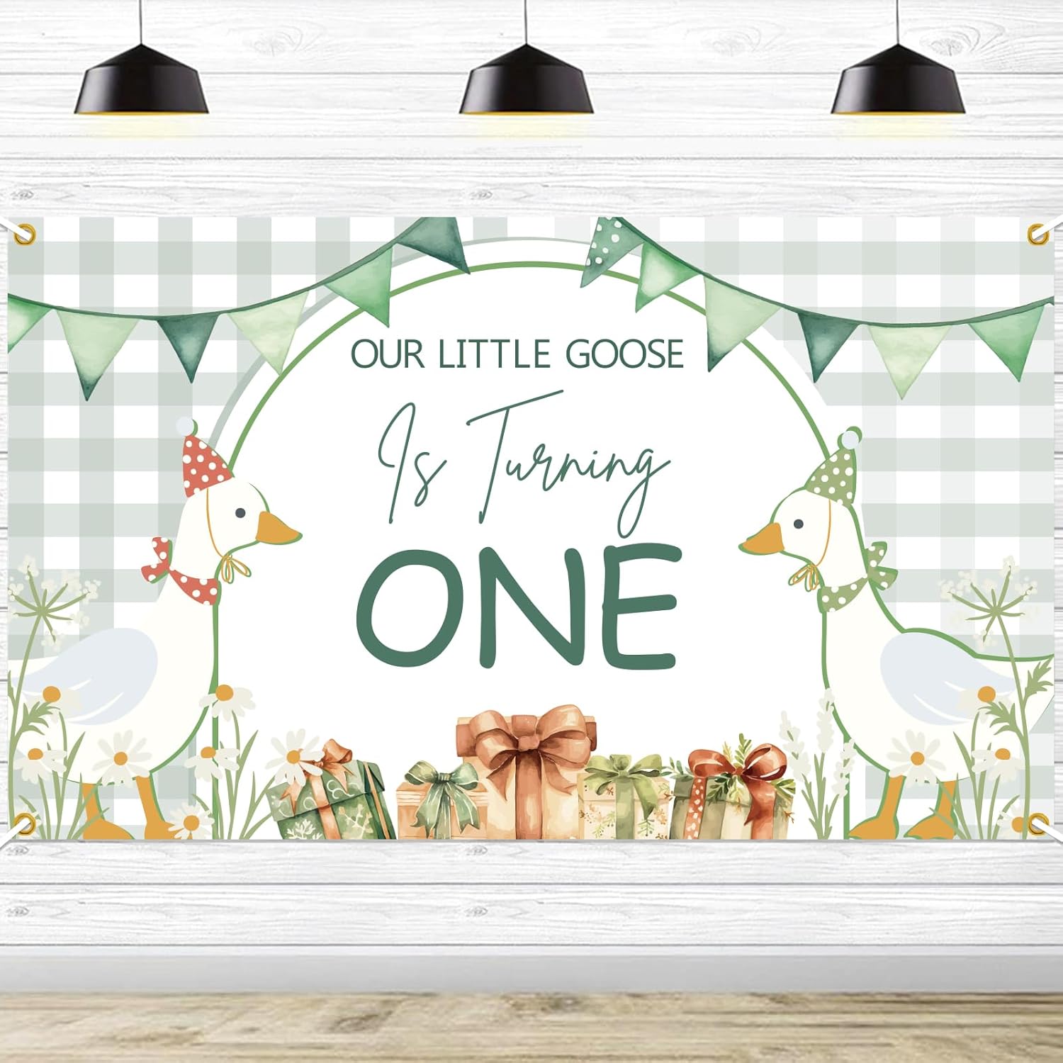 Amazon.com: Our Little Goose is Turning One Backdrop, Goose 1st ...