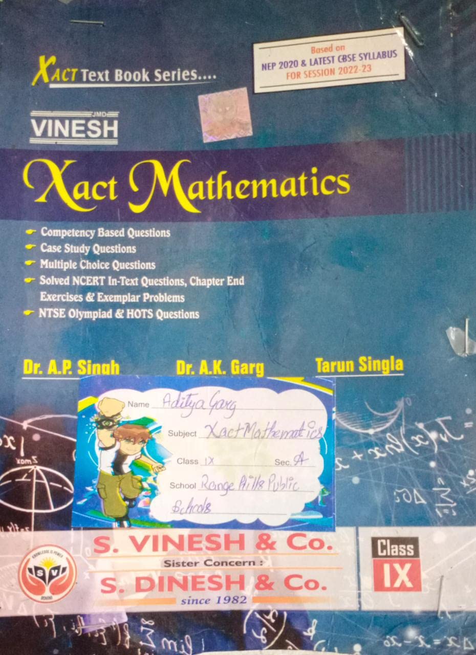 Vinesh Xact Mathematics Class 9 By AP Singh (Second Hand & Used Book) (S) : AP Singh: Amazon.in ...