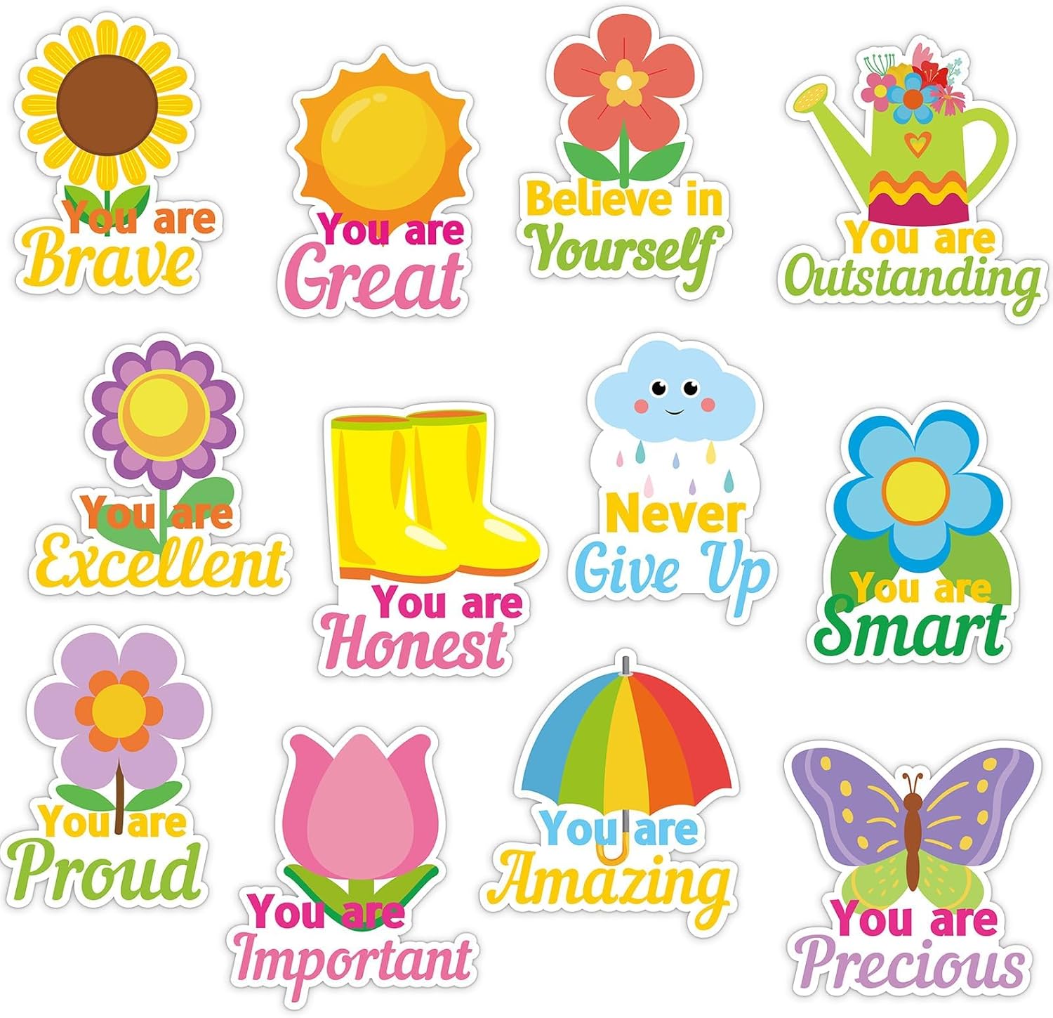 Amazon.com: 72PCS Spring Flowers Cutouts for Classroom Decoration ...