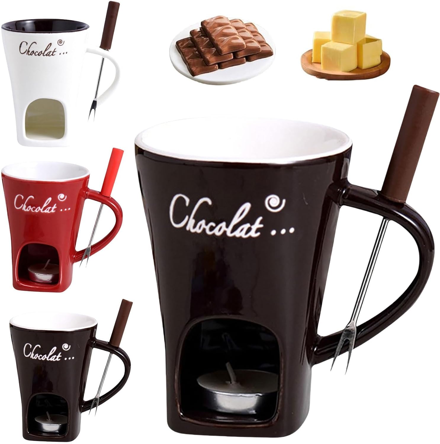 Amazon.com: Sweet Fondue Cup Chocolate Melting Cup Set with Forks ...