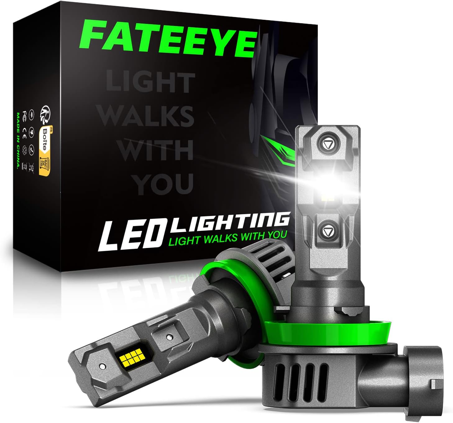 H8 H9 H11 LED Headlight Bulbs, 20000LM 70W 6500K Super Bright Wireless ...