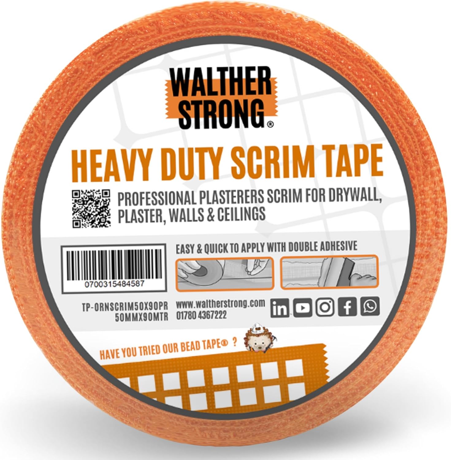 Walther Strong 50mm x 90m Scrim Tape. High Strength Mesh Tape. Self ...